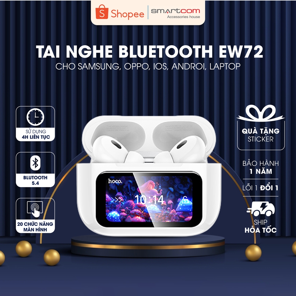 [Tặng sticker] Tai nghe bluetooth màn hình cảm ứng Hoco EW72/EW81 tích ...