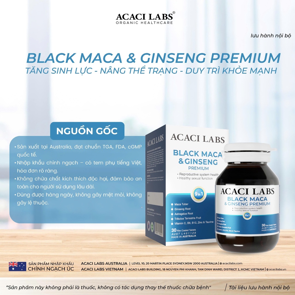 Viên uống bổ thận tráng dương Acaci Labs Black Maca & Ginseng Premium ...