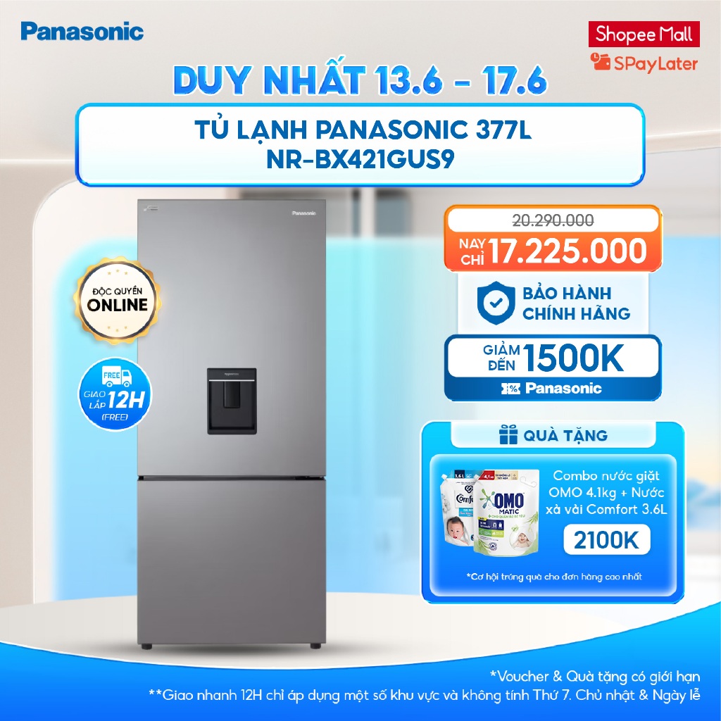 [NHẬP ELPN2T5J GIẢM 20% TỐI ĐA 2TR5] Tủ lạnh Panasonic Ngăn đông mềm ...