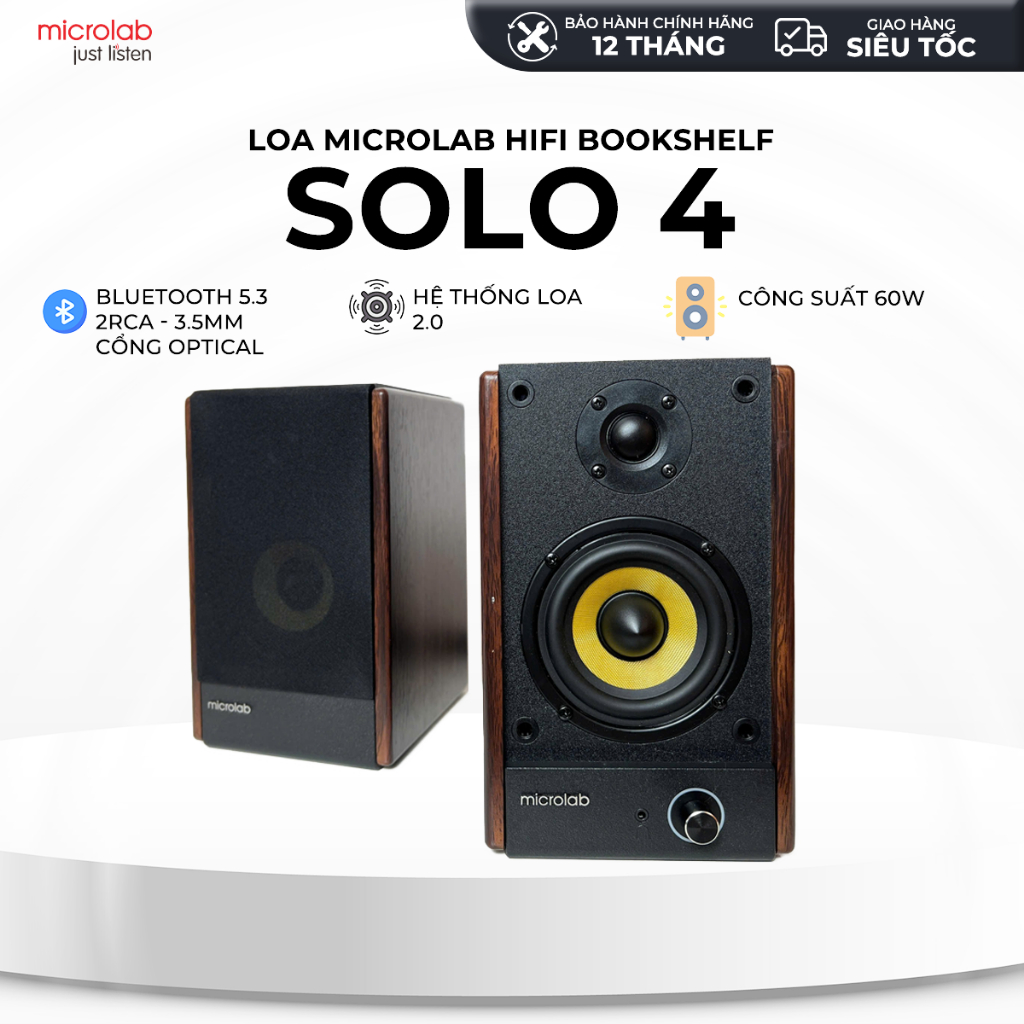 LOA MICROLAB HIFI BOOKSHELF SPEAKER SOLO 4 - BLUETOOTH - 60W | Shopee Việt Nam
