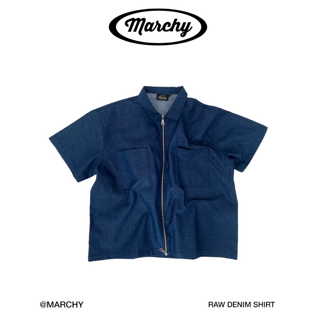 MARCHY - Raw Denim Shirt - Áo sơmi denim thô khoá kéo | Shopee Việt Nam