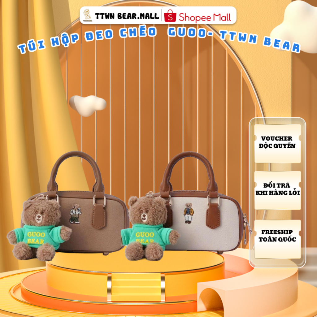 Túi đeo chéo nữ họa tiết gấu dáng hộp TTWN BEAR- GUOO BEAR chính hãng ...