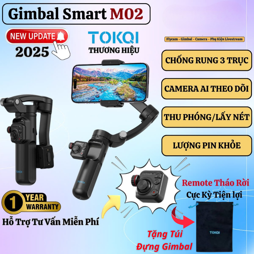 Gimbal Chống Rung Điện Thoại SMART M02 - Có Remote Tháo Rời Quay Phim ...