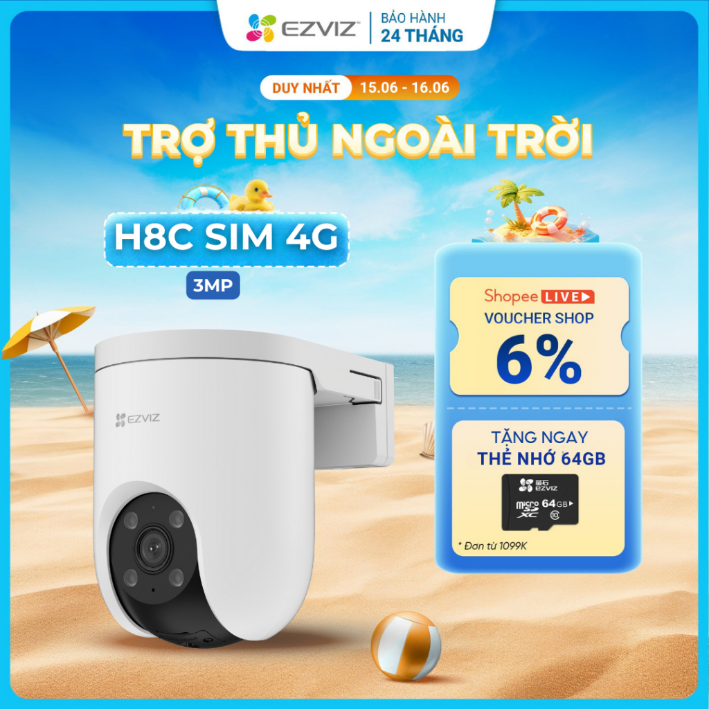Camera EZVIZ H8C 3MP SIM 4G Ngoài Trời, Báo Động Đàm Thoại 2 Chiều, Màu ...