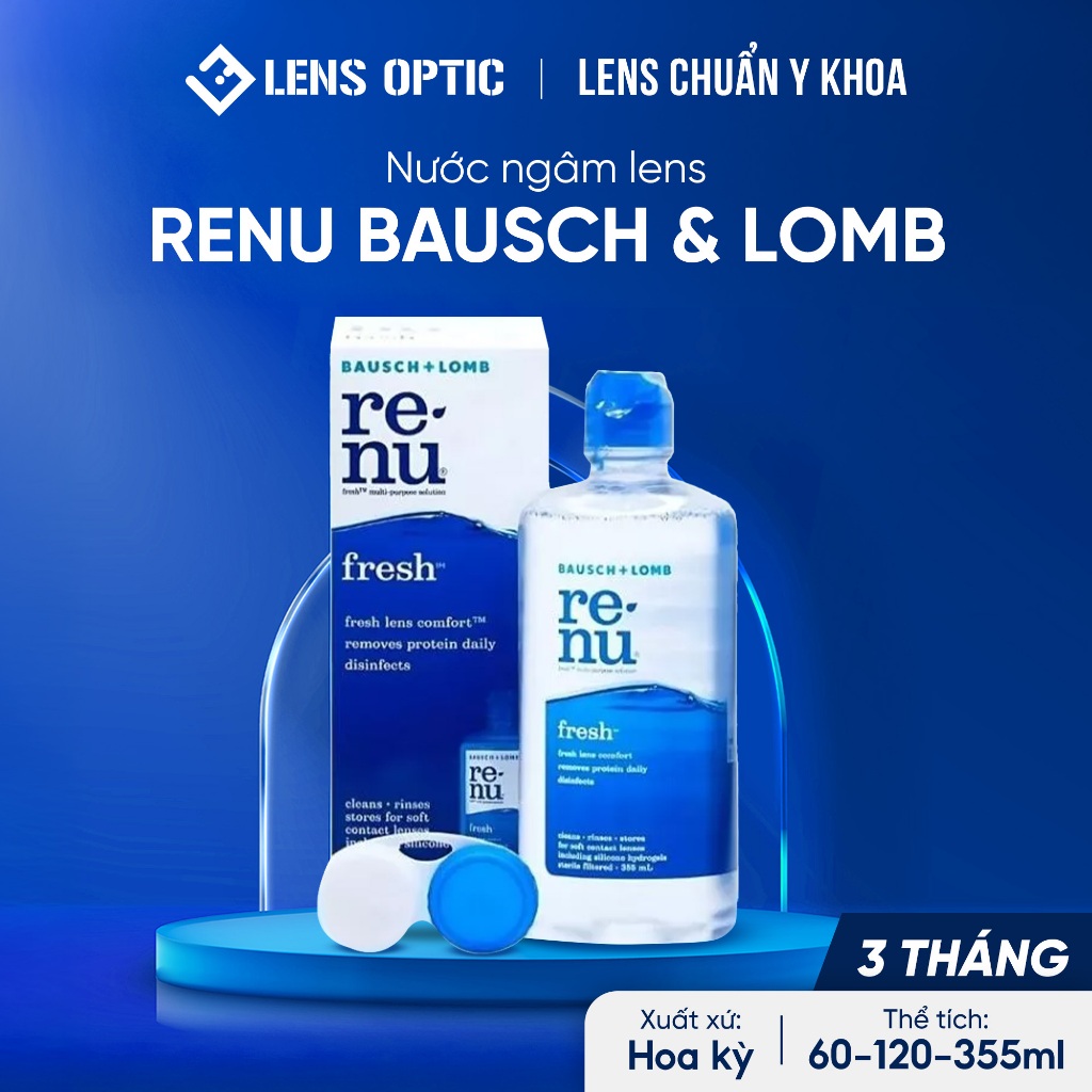 Nước ngâm lens Renu BAUSCH & LOMB 60ML/120ML/355ML, nước rửa kính áp ...