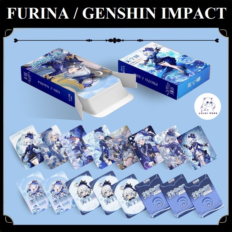 sẵn/có mẫu mới Furina / Genshin Impact | Hộp thẻ card laser 55 tấm bo ...