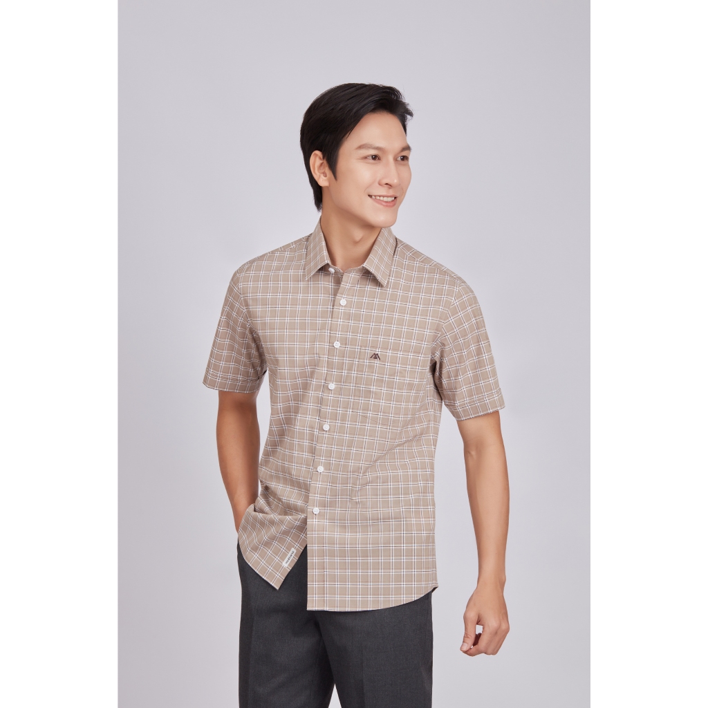 Áo sơ mi nam mattana regular màu nâu kẻ caro | Shopee Việt Nam