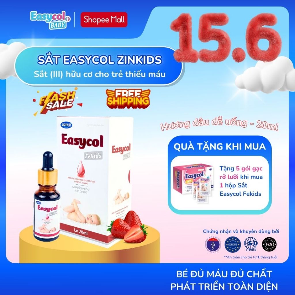 Easycol Baby Fekids bổ sung sắt hữu cơ cho bé lọ 20ml | Shopee Việt Nam