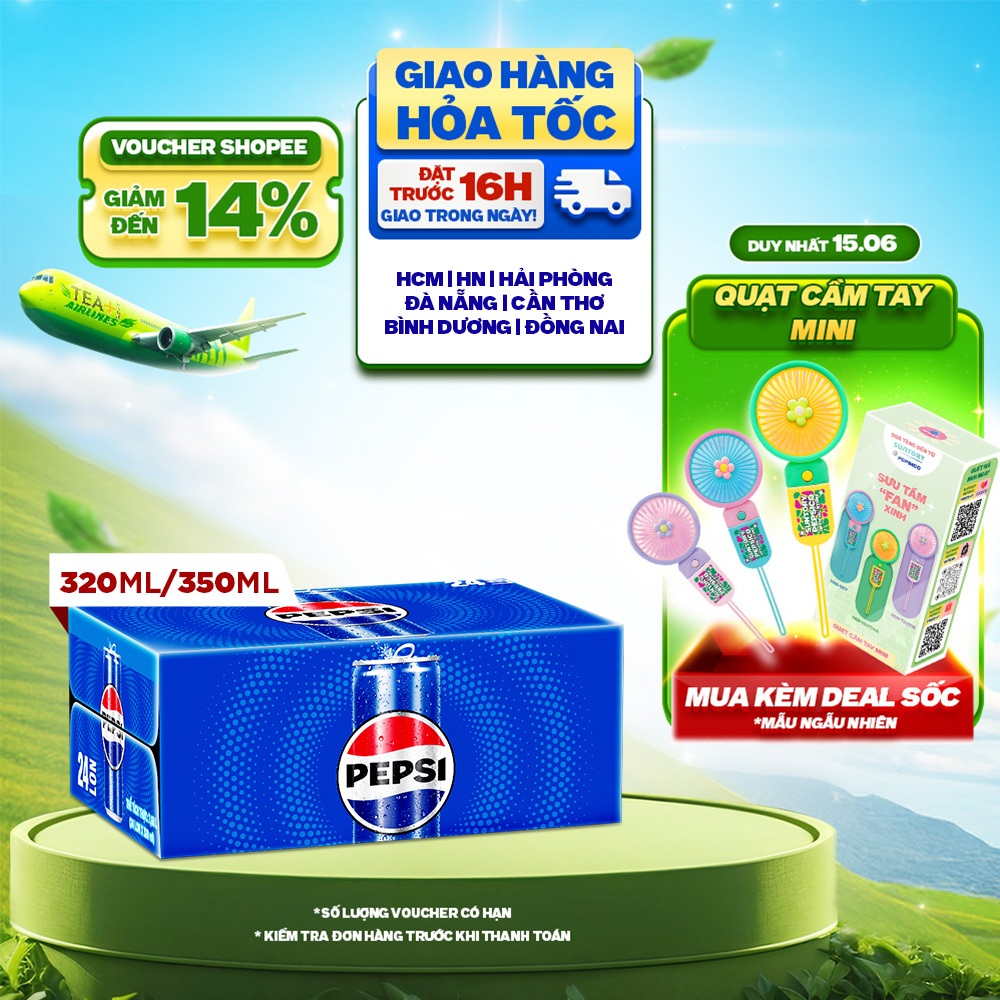 Thùng 24 Lon Nước Ngọt Có Gaz Pepsi Lon Xanh (320ml/lon hoặc 350ml/lon) | Shopee Việt Nam