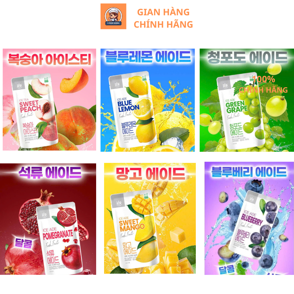 NHẬP KHẨU CHÍNH HÃNG - Nước trái cây ICE TALK Hàn Quốc túi 230ML (Đào ...