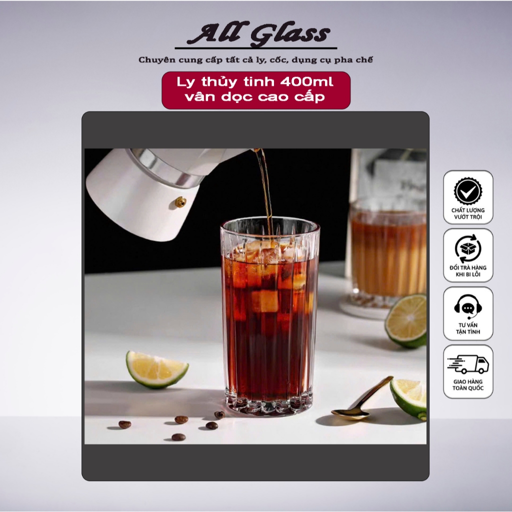 Ly thủy tinh Highball 360ml vân dọc cao cấp K104 – Ly uống nước, cà phê ...