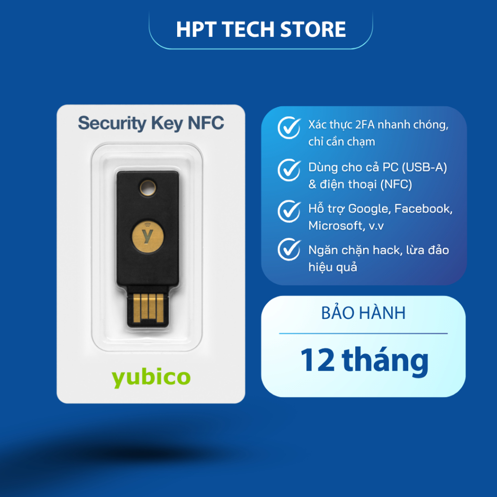 Khóa bảo mật YubiKey Security Key NFC – USB-A & NFC, Xác thực 2FA FIDO2 ...