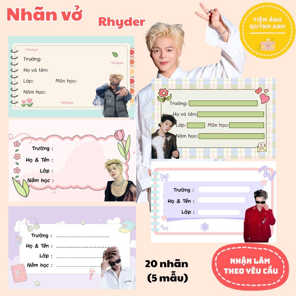 Bộ 20 Nhãn Vở Rhyder Anh Trai Say Hi- Thiết Kế Độc Quyền | Shopee Việt Nam