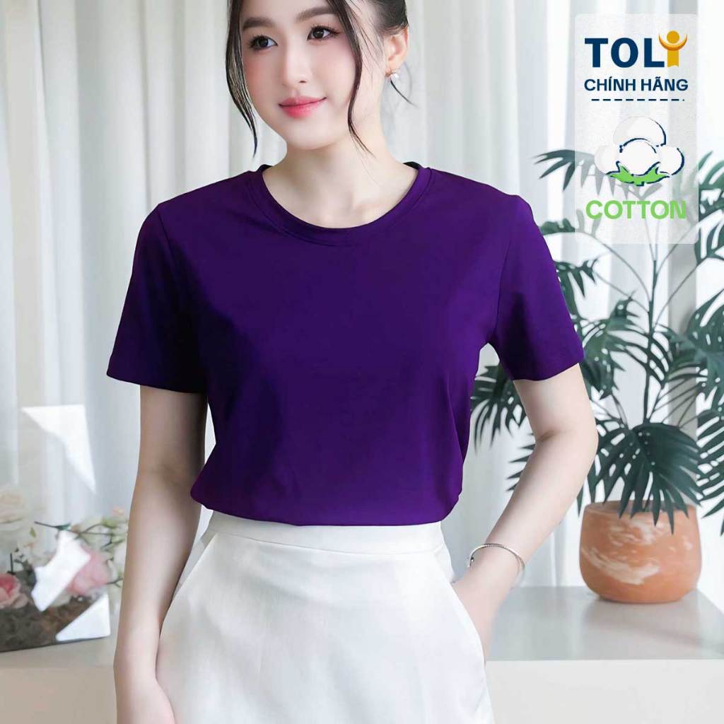 Áo thun nữ cổ tròn TOLI BSB01 – Cotton mềm mịn, dáng suông dễ phối, dặc ...