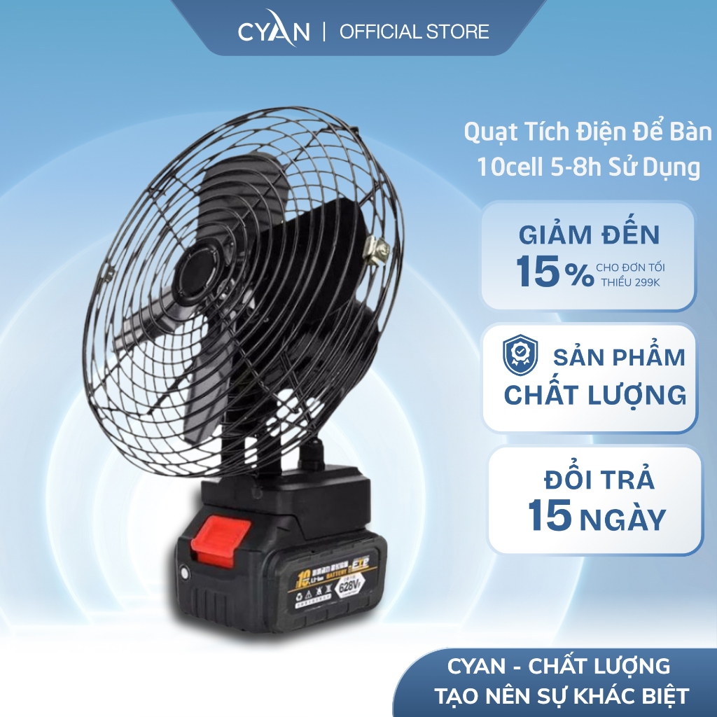 Quạt Tích Điện Mini CYAN Để Bàn Lượng Lớn 10 Cell Làm Mát Cực Nhanh, Sử ...