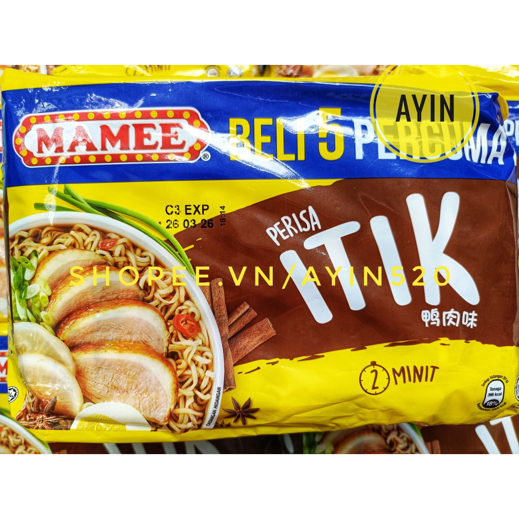 (HSD 02/2026) Mì Gói Mamee Perisa Itik Malaysia Vị Vịt - Lốc 6 Gói ( 81g x 6 Gói ) | Shopee Việt Nam