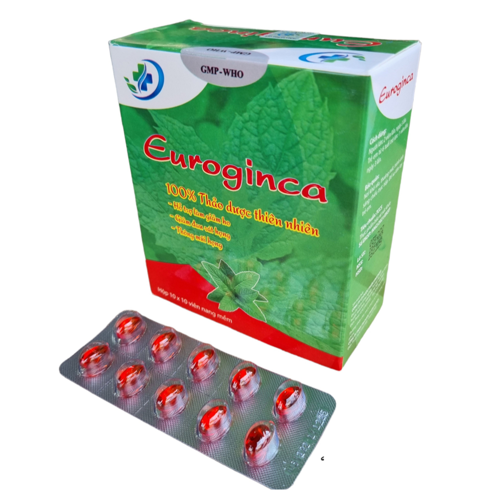 Euroginca - Eurosan Plus Hộp 100 viên - Bổ Phế , Làm Ấm Họng , Giảm Ho ...