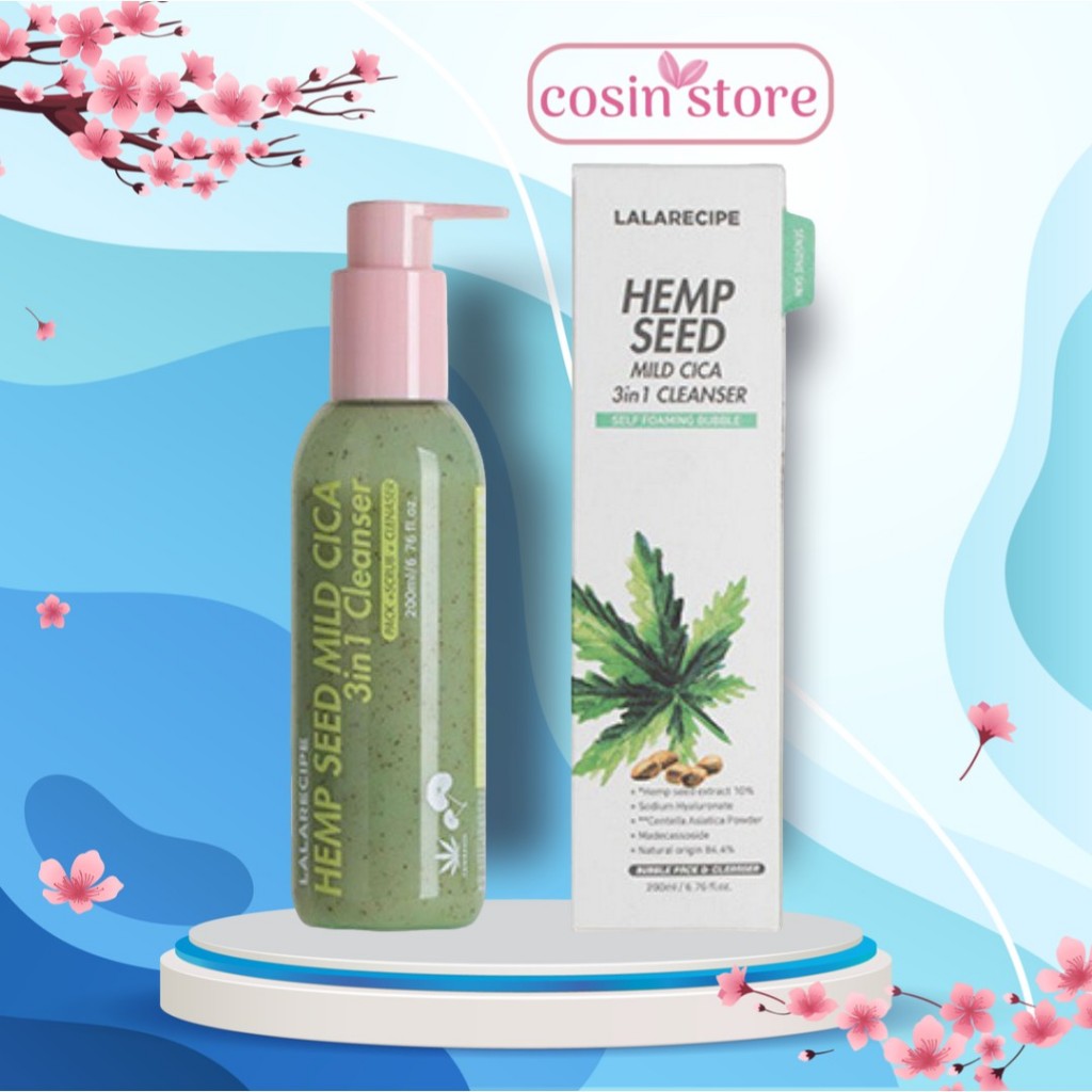Sữa Rửa Mặt Sủi Bọt Lalarecipe Hemp Seed Mild Cica 3in1 200ml Dịu Nhẹ ...