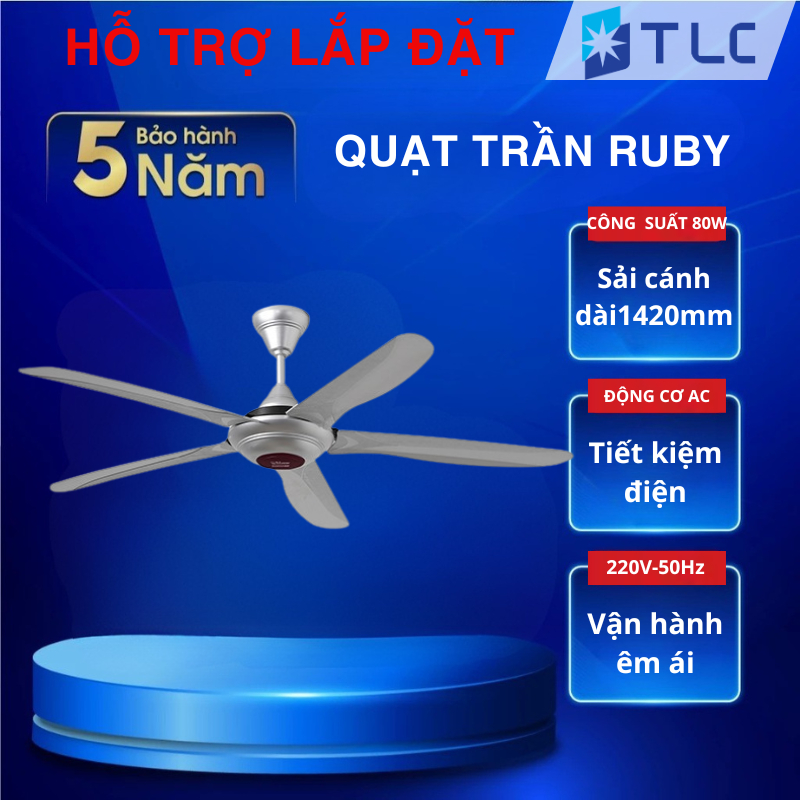 Quạt Trần ECOFAN Ruby TLC 5 Cánh ABS cao cấp, Quạt Mát, Có Điều Từ Xa ...
