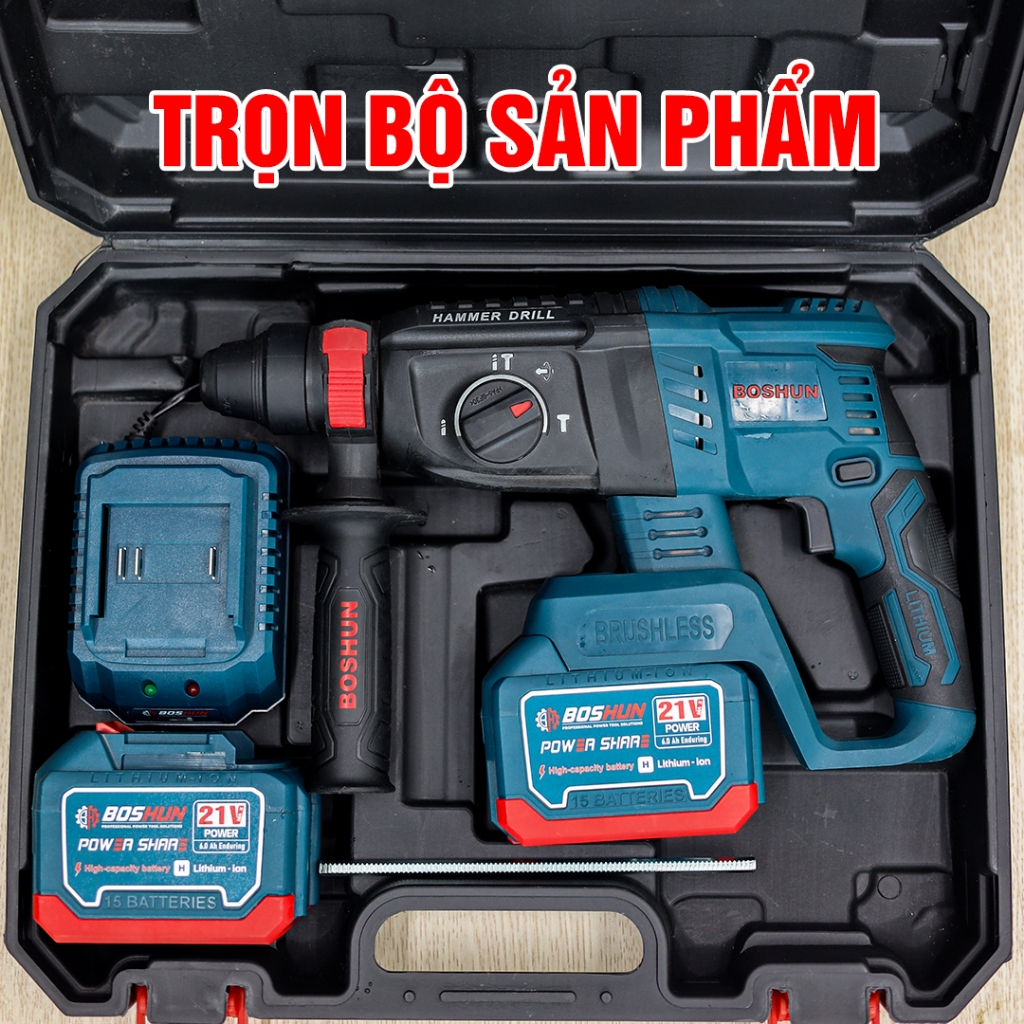 Máy Khoan Bê Tông Pin Boshun 2803h, Động Cơ Không Chổi Than, Chân Pin ...