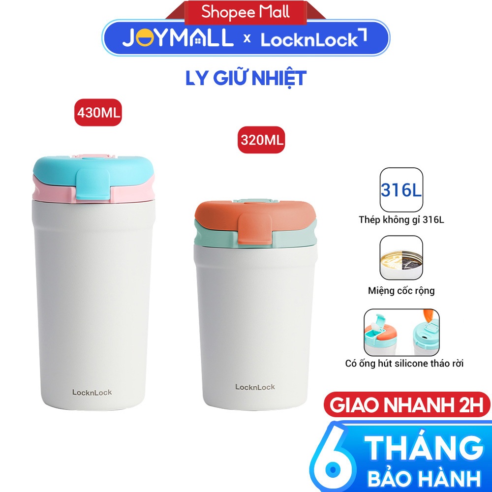 Ly giữ nhiệt LocknLock LHC4290 LHC3276 320ml, LHC4298 430ml, Hàng chính hãng, có ống hút ...