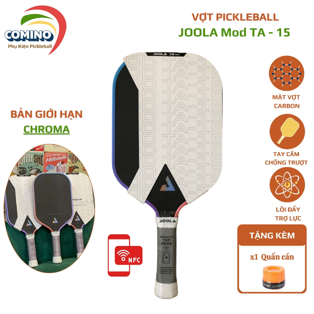 Vợt Joola Mod TA -15 Chroma 16mm phiên bản giới hạn mặt Carbon trợ lực ...