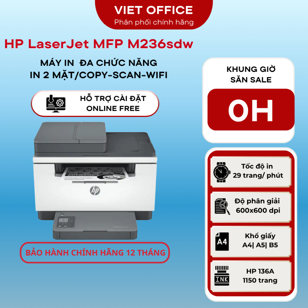 Máy in đa năng HP LaserJet MFP M236DW/ M236SDW - In, copy, scan, Duplex ...
