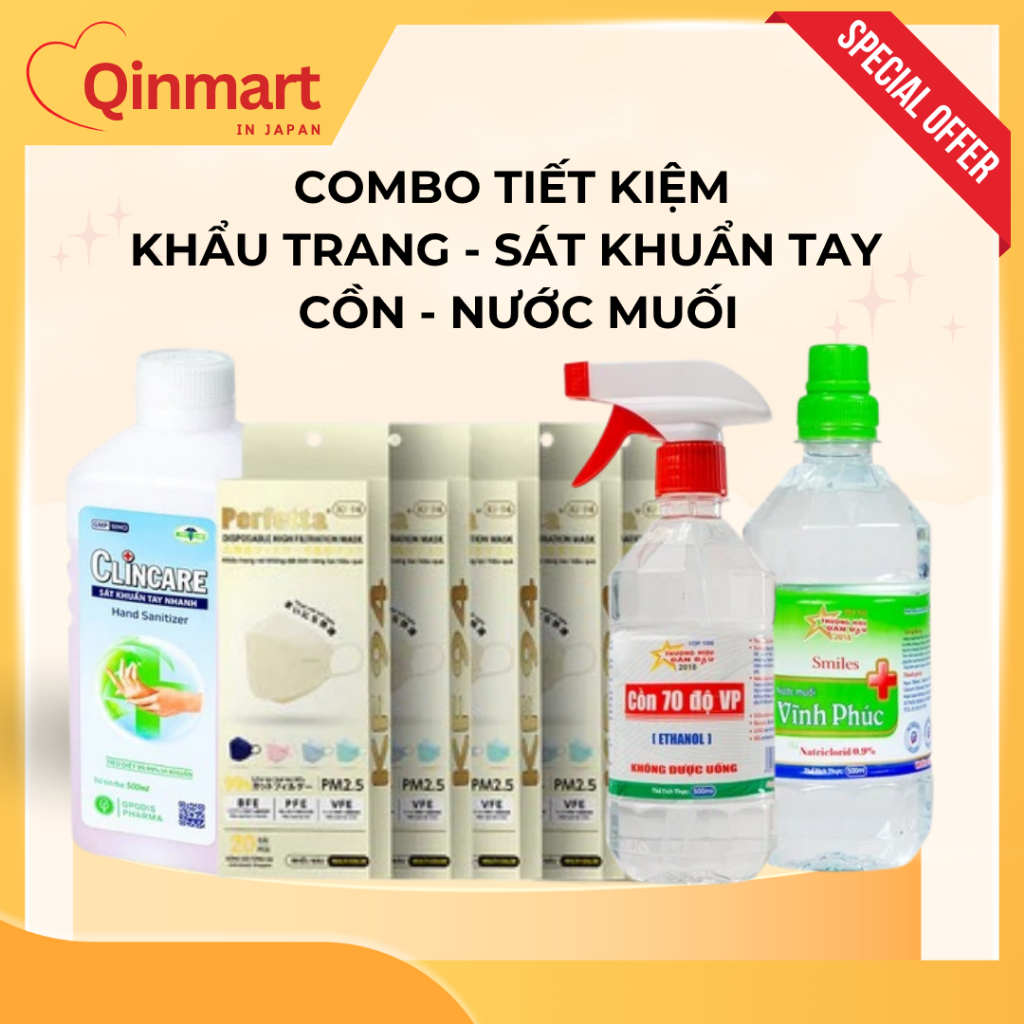 Combo tiết kiệm:Khẩu Trang Perfetta KF94+sát khuẩn tay nhanh+Nước muối ...