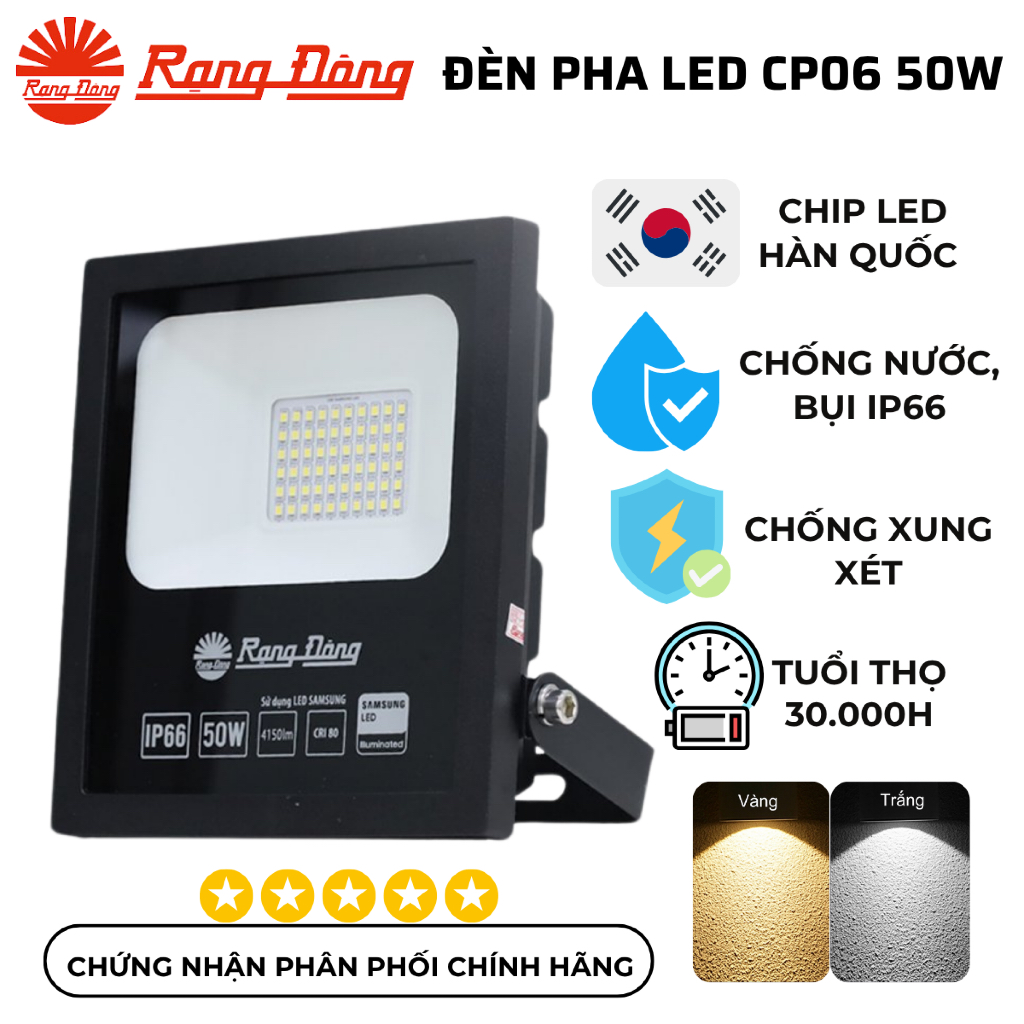 Đèn Led Chiếu Pha Rạng Đông 50W 6500K CP06 Chip Led Hàn Quốc, Tuổi thọ cao | Shopee Việt Nam
