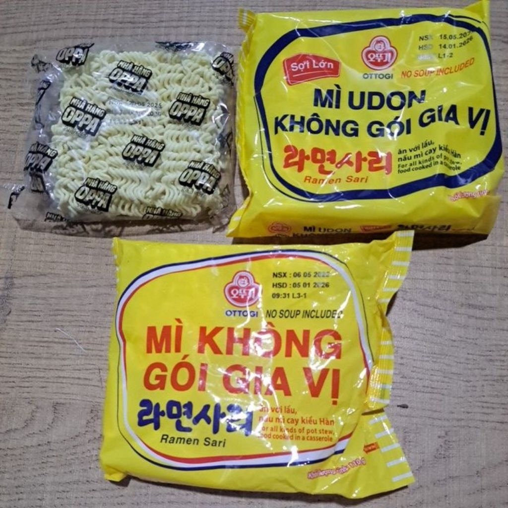 COMBO 2 GÓI MÌ KHÔNG GÓI GIA VỊ OTTOGI 110g, mì UDON sợi to 100 g, mì cay, mì oppa không vị ...