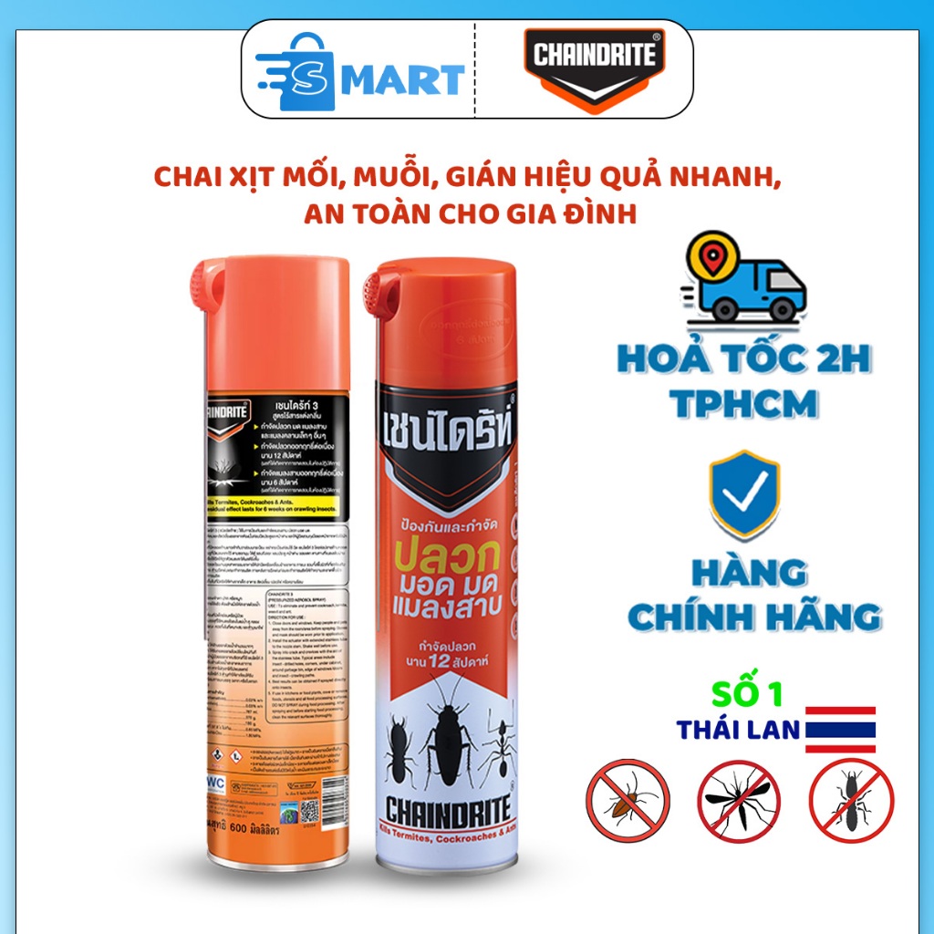 [CHAINDRITE] Chai xịt MỐI MUỖI GIÁN ChainDrite 600ml Thái Lan Hiệu Quả ...