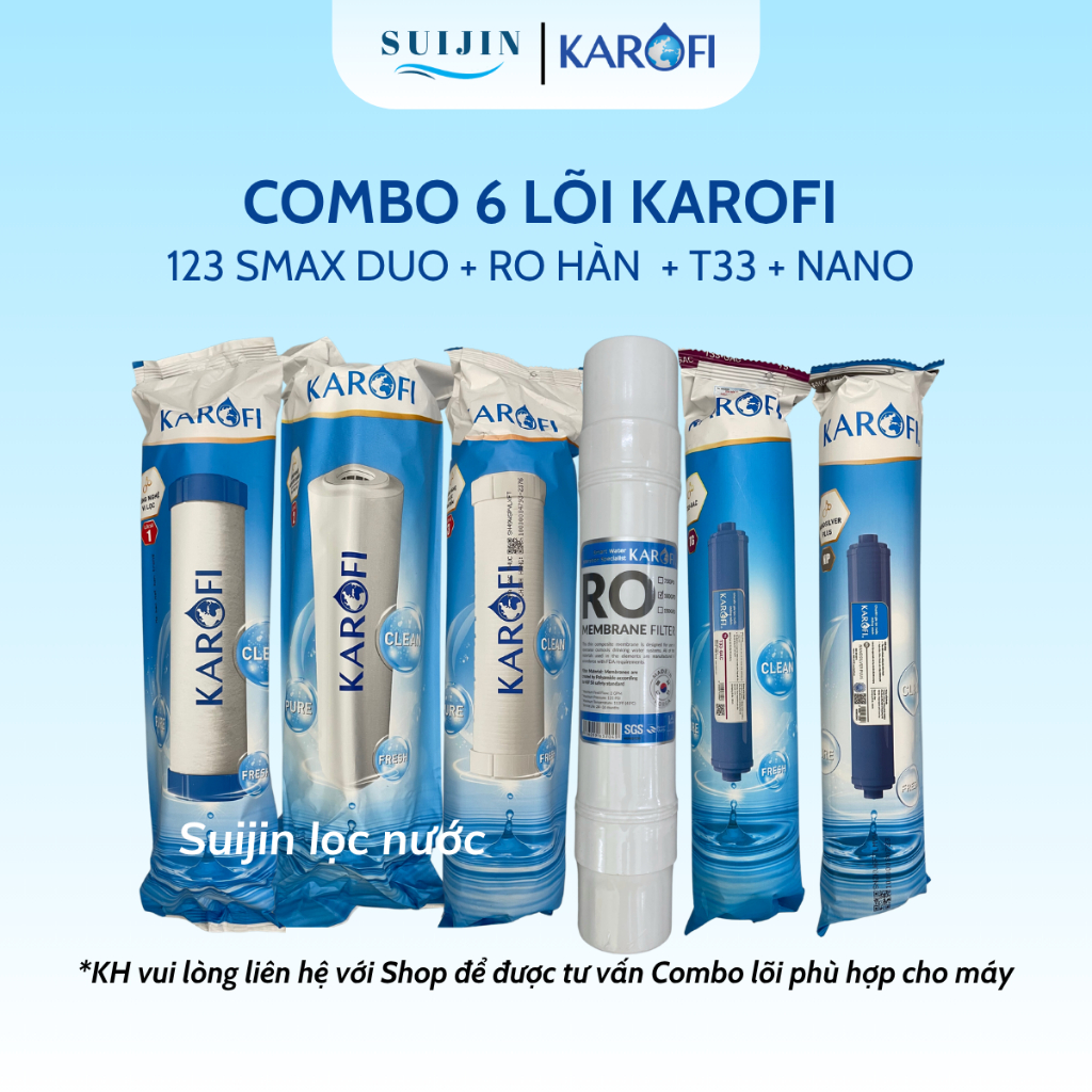 Combo 6 Lõi Lọc Nước Karofi Gồm Lõi 123 Smax Duo - Màng RO - Lõi Chức Năng T33 Nano | Shopee ...
