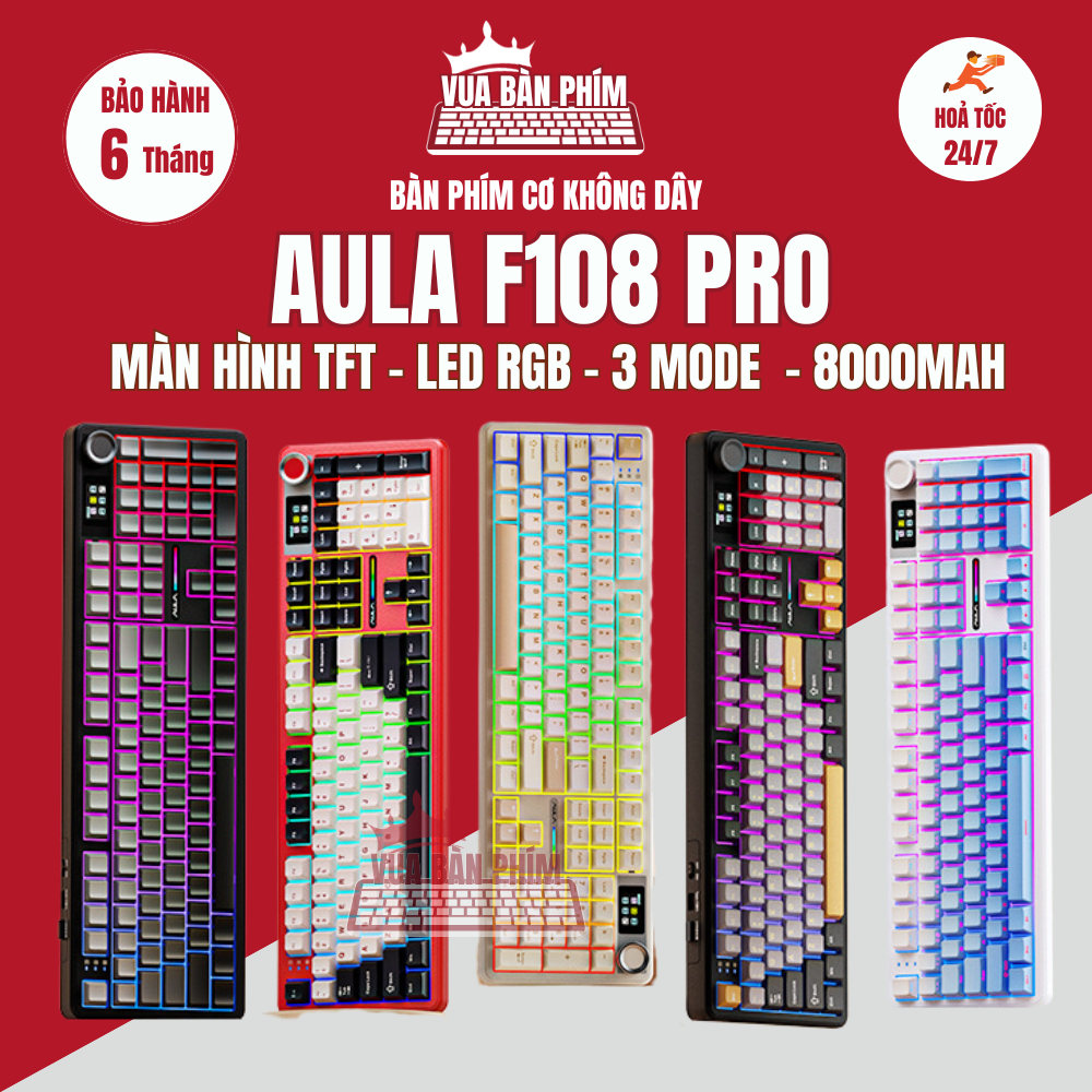Bàn phím cơ không dây Aula F108 | aula f108 pro, màn hình tùy chỉnh ...