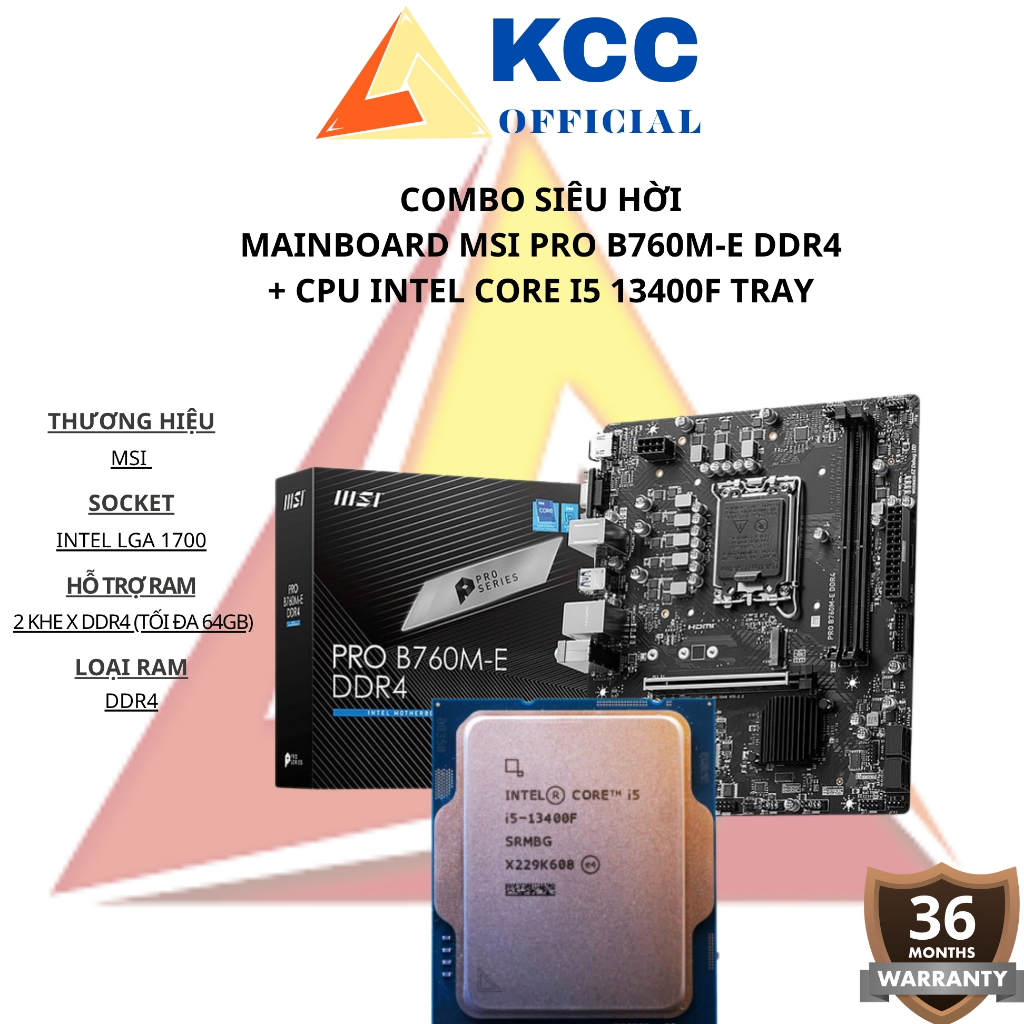COMBO Siêu Hời Mainboard MSI PRO B760M-E DDR4 + CPU Intel Core i5 ...
