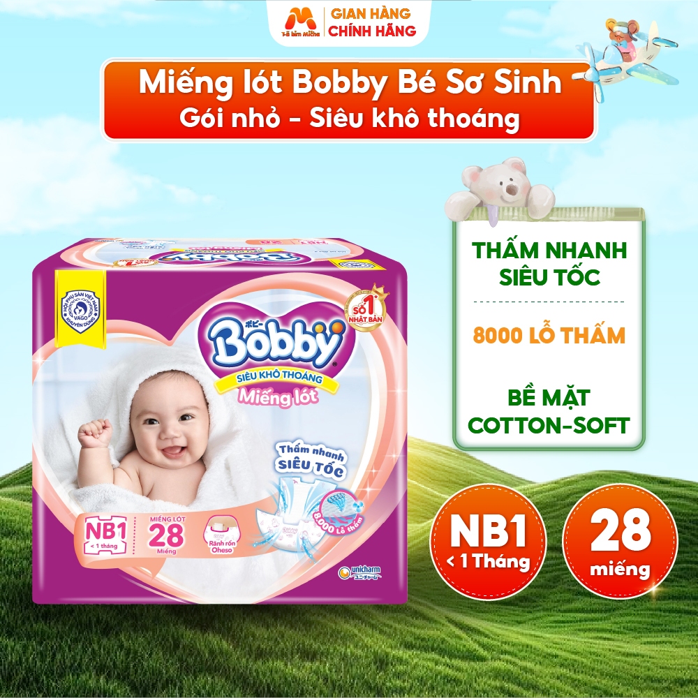 Miếng Lót Sơ Sinh BOBBY NEWBORN 1 Siêu Khô Thoáng Thấm Nhanh Cho Bé Sơ Sinh