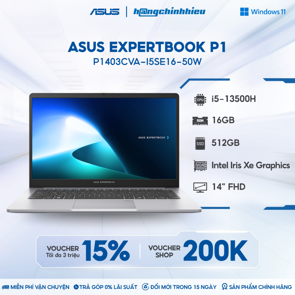 Laptop ASUS ExpertBook P1 P1403CVA-i5SE16-50W i5-13500H | 16GB | 512GB ...