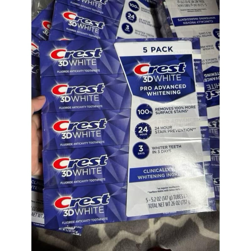 [Date 2027 ]SET 5 TUÝT KEM ĐÁNH RĂNG CREST 3D WHITE PRO ADVANCED WHITENING 147G | Shopee Việt Nam