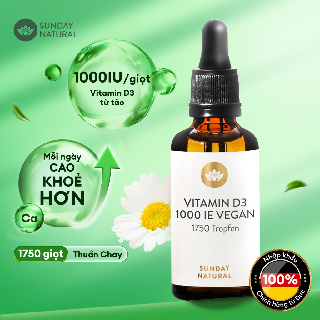 Sunday Natural Vitamin D3 Cho Trẻ 7+ và người lớn, Giúp Xương Chắc Khỏe ...
