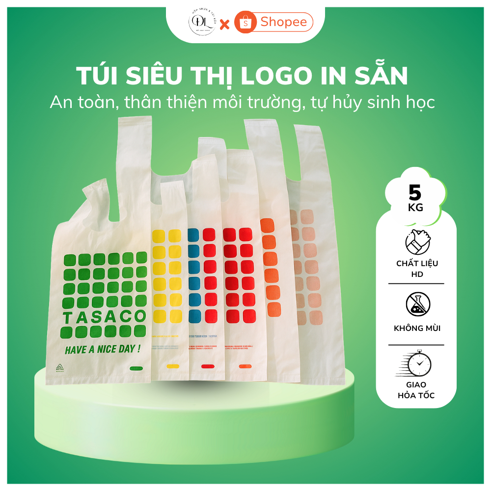 (5KG/SIZE) Túi Siêu Thị logo in sẵn tự huỷ sinh học | Shopee Việt Nam