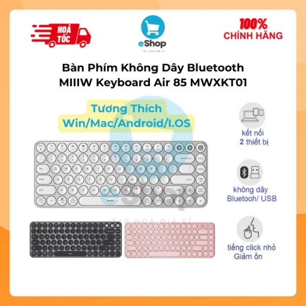 Bàn Phím Không Dây Bluetooth MIIIW Keyboard Air 85 MWXKT01, USB 2.4GHz ...
