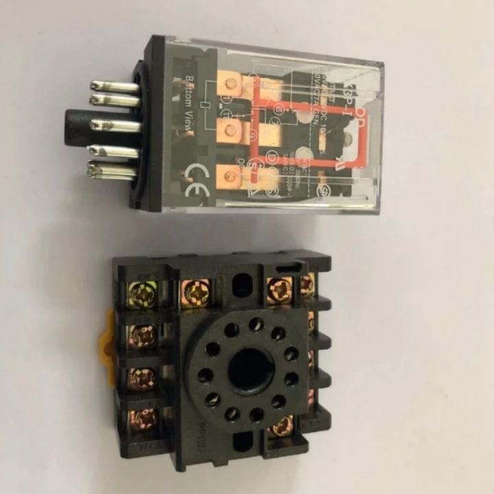 Relay trung gian MK3P-I rơ le trung gian 11 chân tròn điện 220VAC, 24VDC, 12VDC kèm chân đế ...