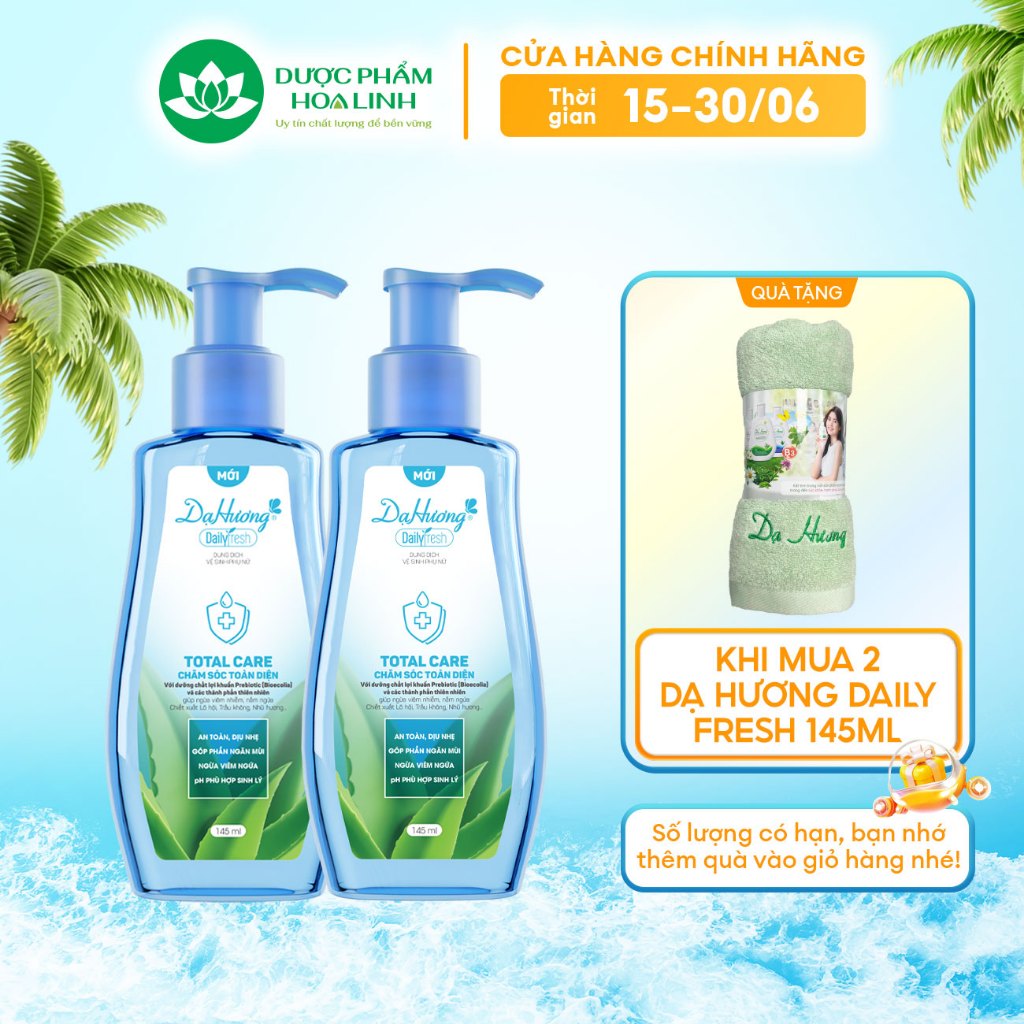 Combo 2 chai dung dịch vệ sinh Dạ Hương Daily Fresh Total Care 145ml - Giúp CHĂM SÓC TOÀN DIỆN ...