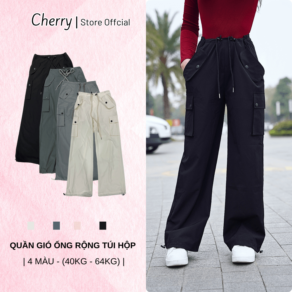 Quần kaki nữ CHERRY Jean túi hộp ống rộng suông cạp tôn dáng đẹp cao cấp T104 | Shopee Việt Nam