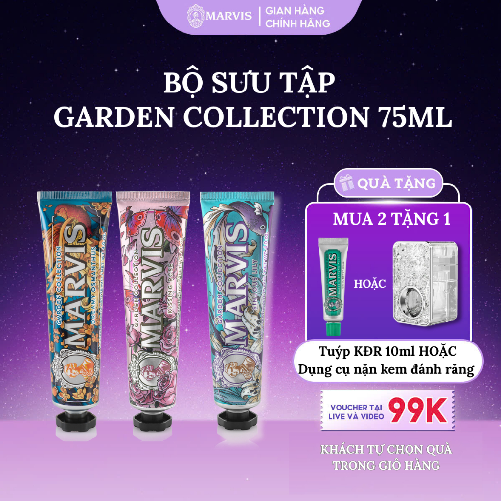 Kem Đánh Răng Marvis Garden Collection - Kissing Rose, Dream Osmanthus, Sinuous Lily 75ML ...