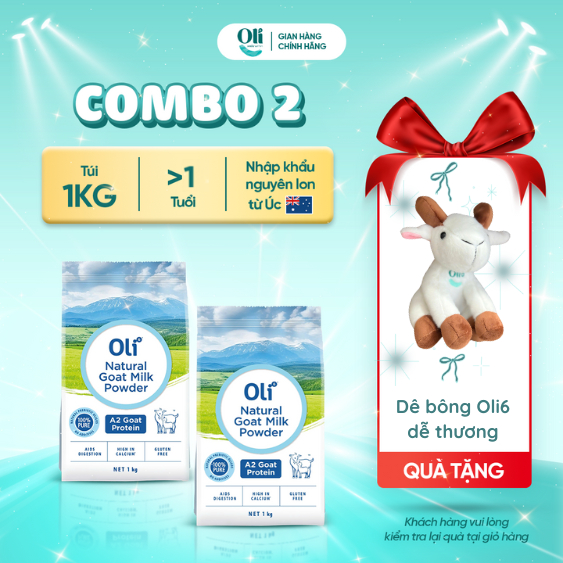 Combo 2 Túi Bột Sữa Dê Nguyên Chất OLI6 Natural Goat Milk 1kg – Đạm A2 Dễ Tiêu Hóa | Shopee Việt Nam