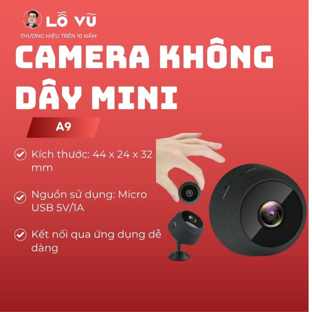 Camera mini không dây A9, Camera quan sát WiFi 2.4G – Ghi hình liên tục ...