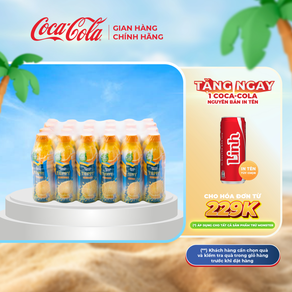 Thùng/Lốc 24 Chai Nước Ngọt Giải Khát Cam Nguyên Tép Teppy 327ml/Chai ...