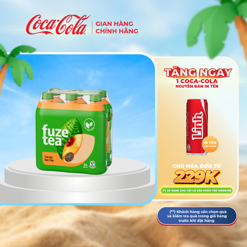 Lốc 6 Chai Trà Đào Và Hạt Chia Fuze Tea 450ml/Chai Coca-Cola Official ...