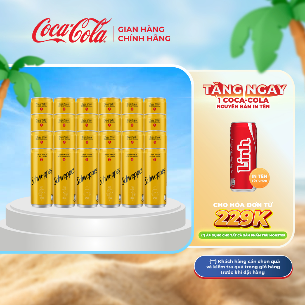 Lốc 24 Lon Nước Soda Giải Khát Schweppes Tonic 320ml/Lon Coca-Cola ...