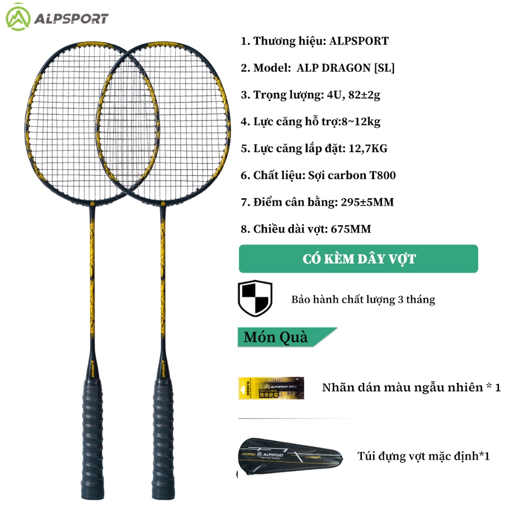 ALP Dragon 4U Căng Max 26LBS 12KG Vợt Cầu Lông Original 100% Full ...
